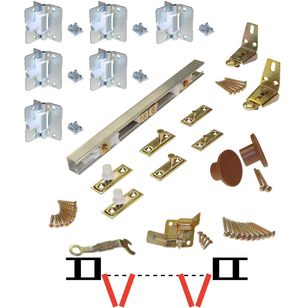 1700 18" 4-Panel Hardware Set, Aluminum Track | Jhusa.net | Sliding ...